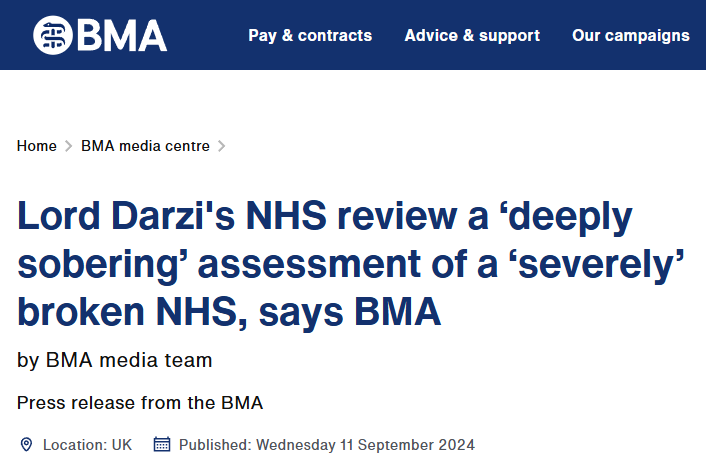 BMA UK reports NHS England ‘severely broken’ – Talking-up Scotland