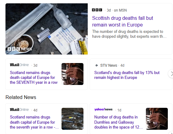 As they all gloat over our drug deaths, a clear causal connection ...