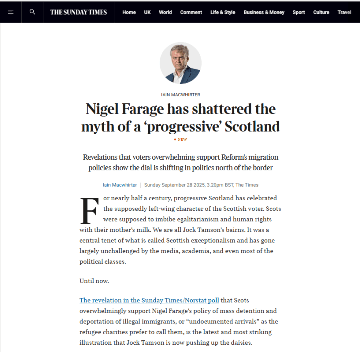 Poll suggesting to a gammon that majority of Scots support mass ...